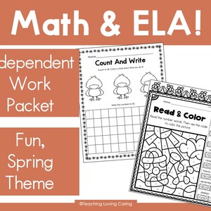 Kindergarten Spring Break Packet Independent Spring Themed Worksheets ...
