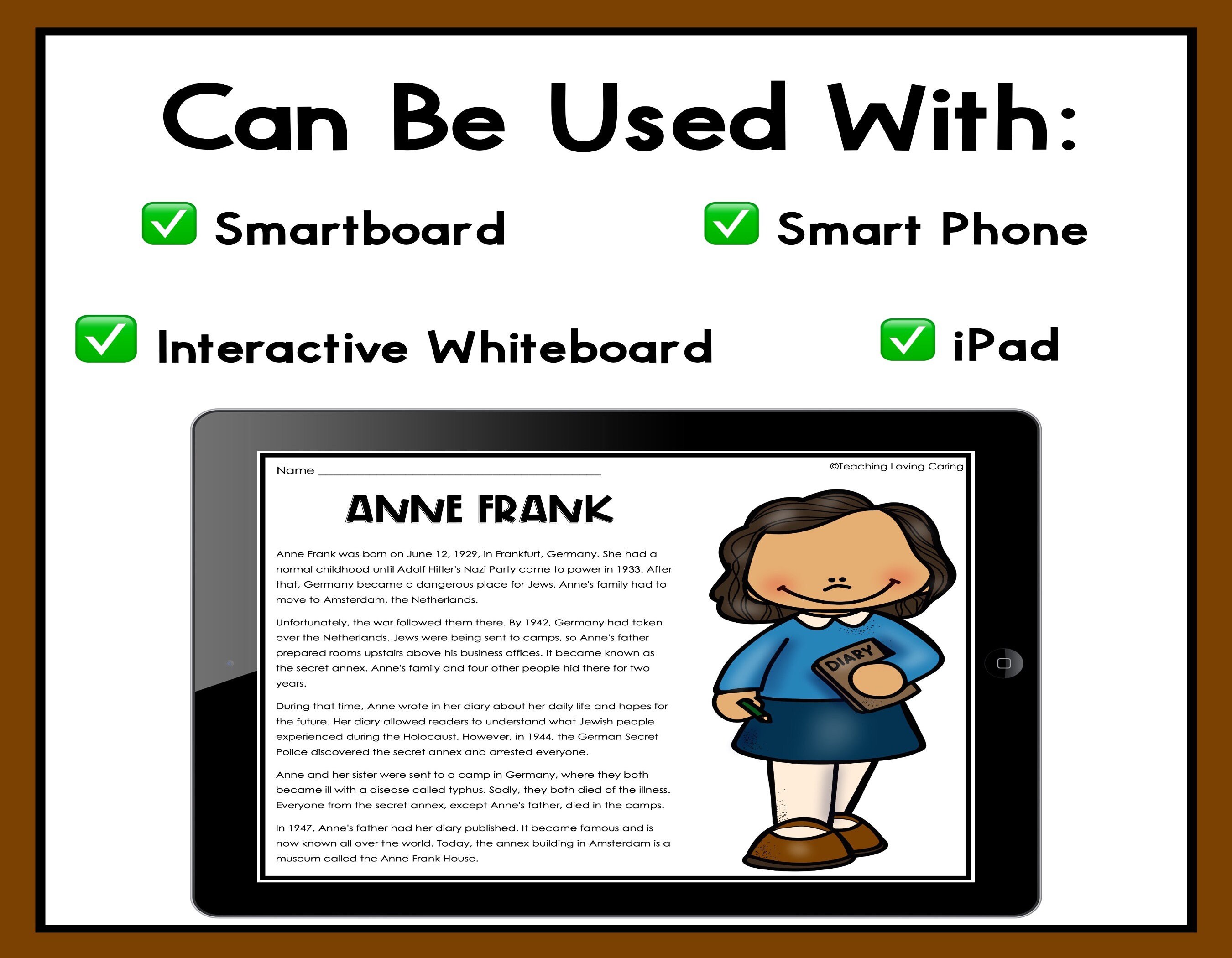 Anne Frank Women's History Reading Comprehension - Etsy