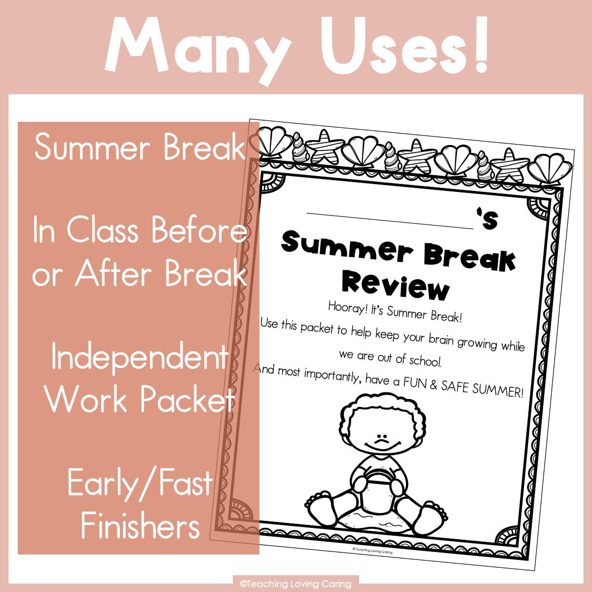 1st Grade Summer Review Learning Packet, Printable Math and Reading ...
