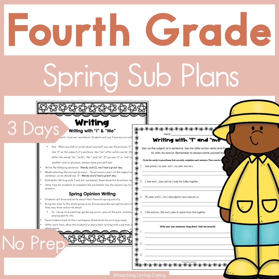 Fourth Grade Spring Sub Plans | No Prep 3-day Emergency Lesson Plans ...
