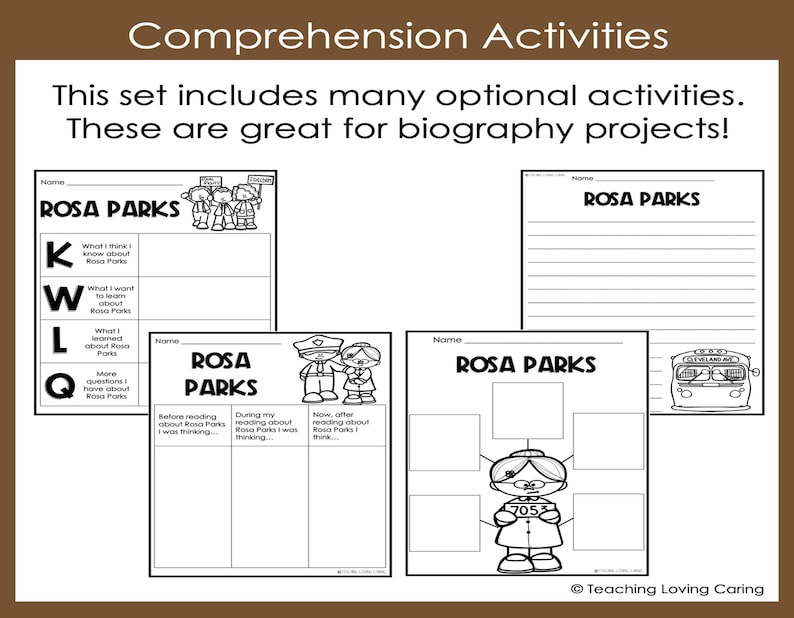 Rosa Parks Reading Comprehension: Printable Activities (google Slides ...