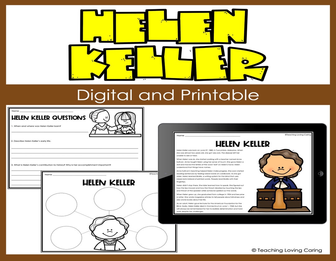 Helen Keller Women's History Reading Comprehension - Etsy