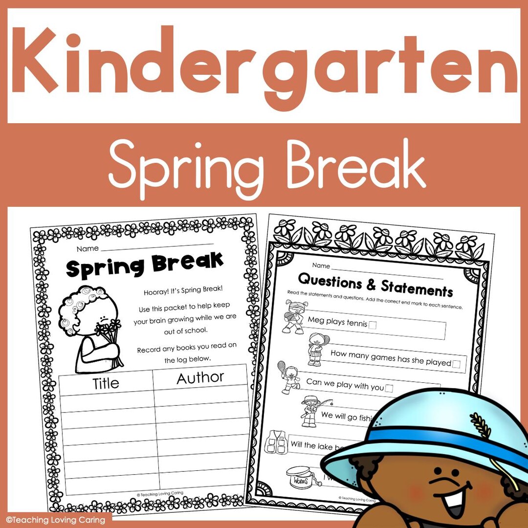 Kindergarten Spring Break Packet Independent Spring Themed Worksheets ...