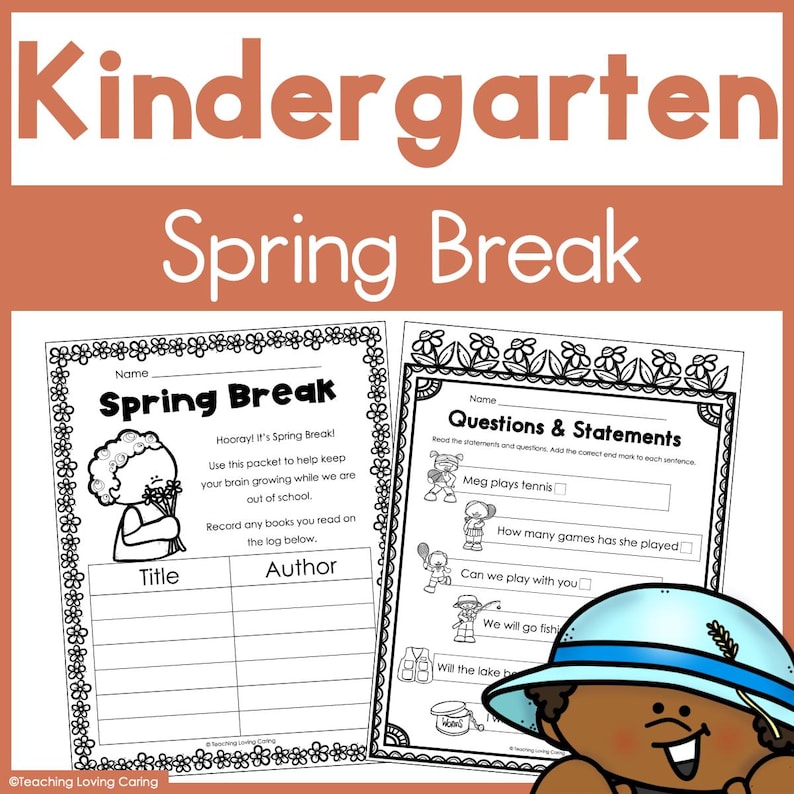 Kindergarten Spring Break Packet Independent Spring Themed Worksheets ...