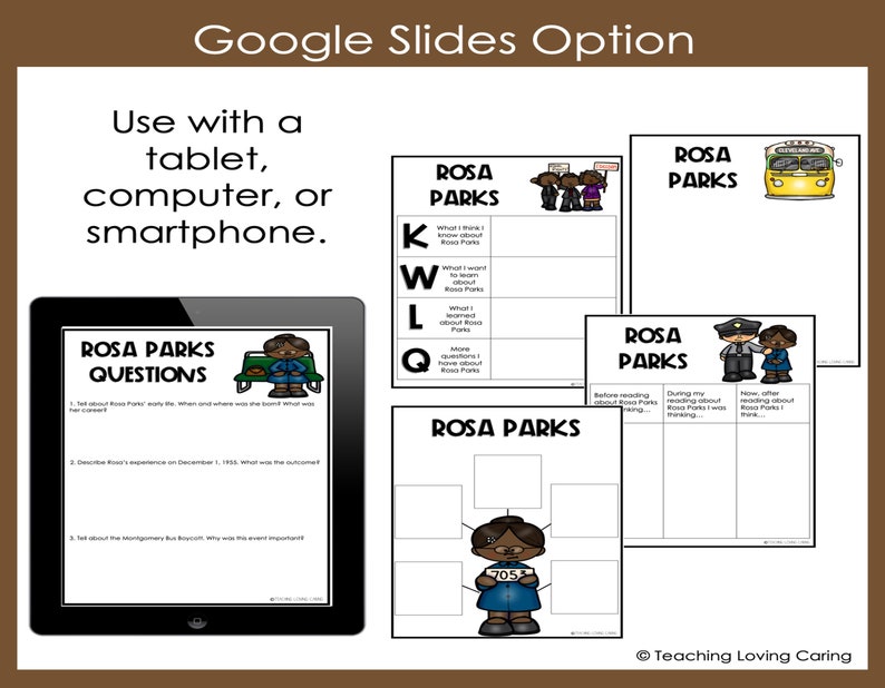 Rosa Parks Reading Comprehension: Printable Activities (google Slides ...