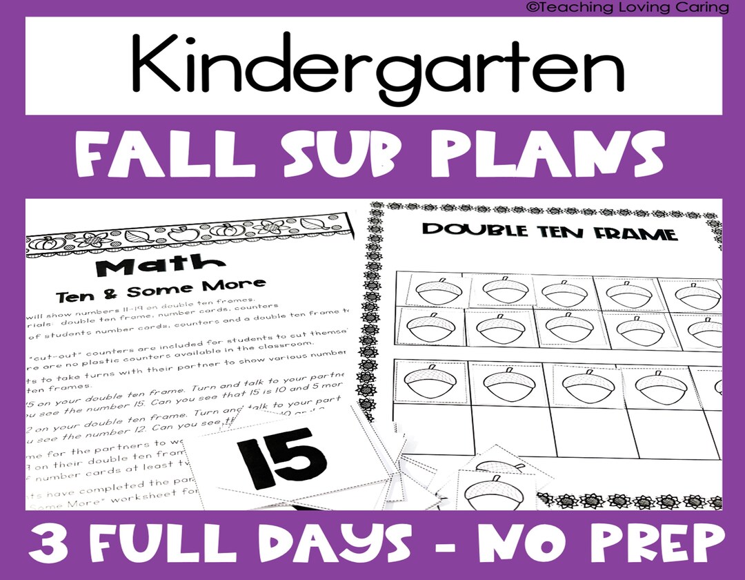 Kindergarten Emergency Sub Plans - Fall - Etsy