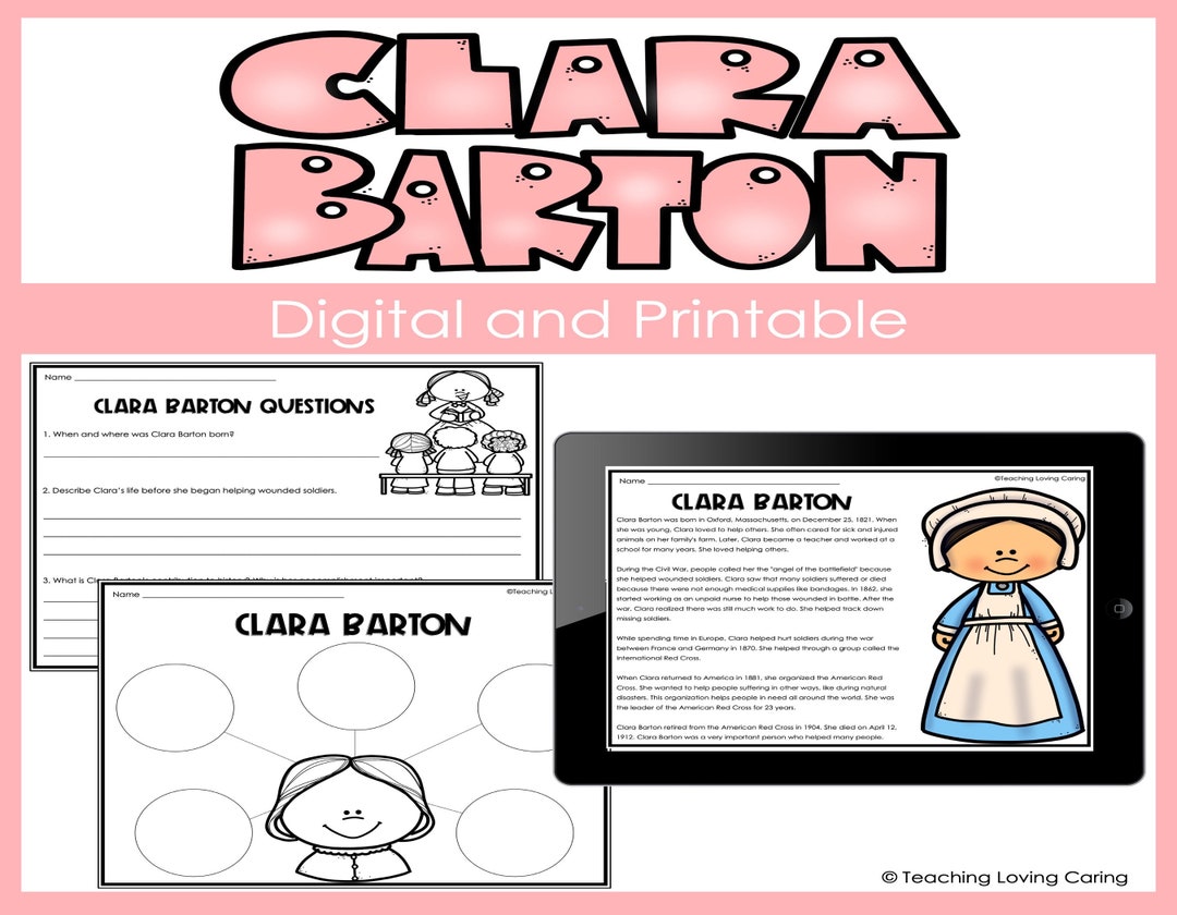 Clara Barton Women's History Reading Comprehension - Etsy