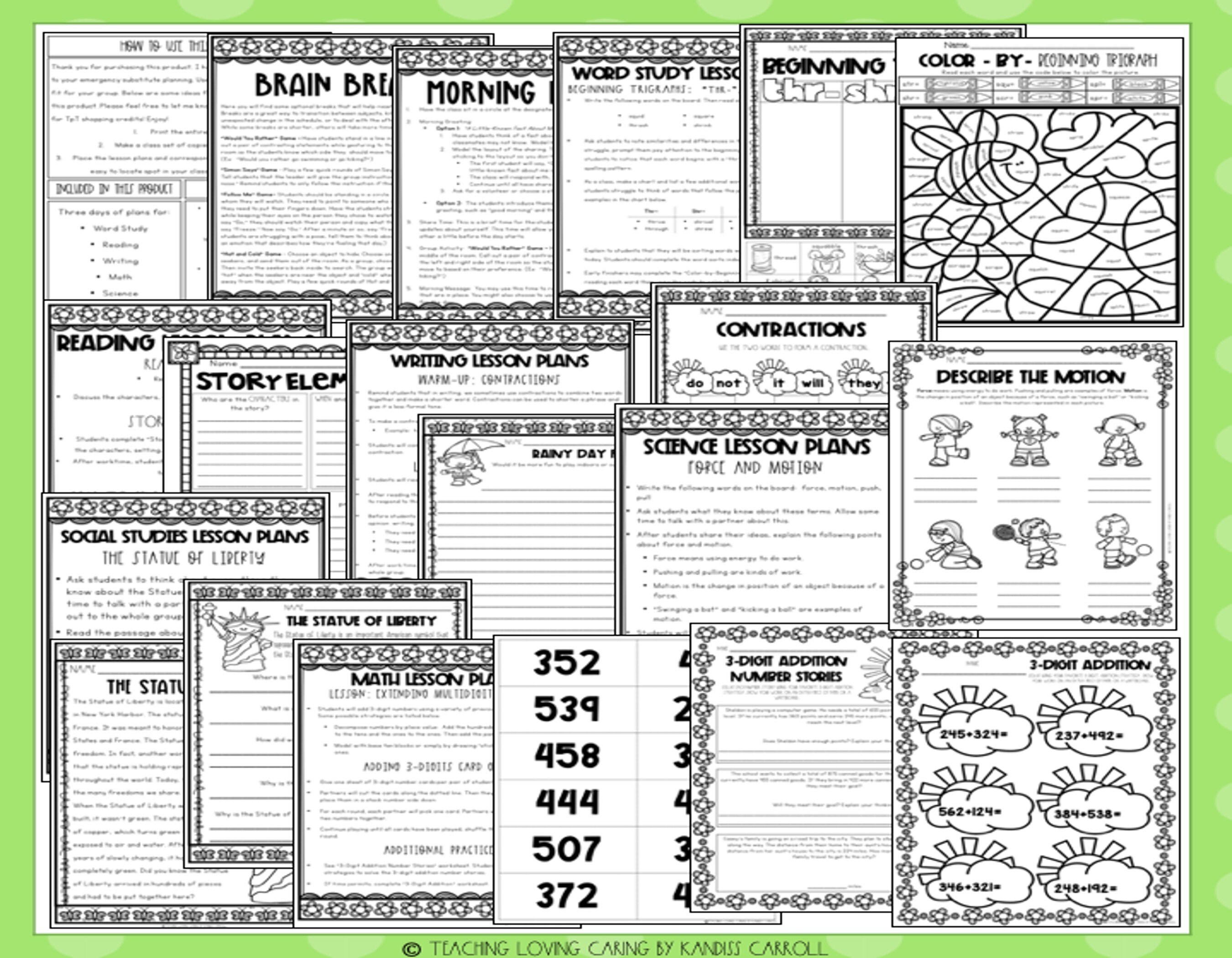 Second Grade Emergency Sub Plans Spring - Etsy