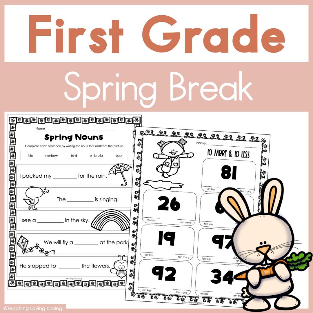First Grade Spring Break Packet | No Prep Printable Worksheets for ...