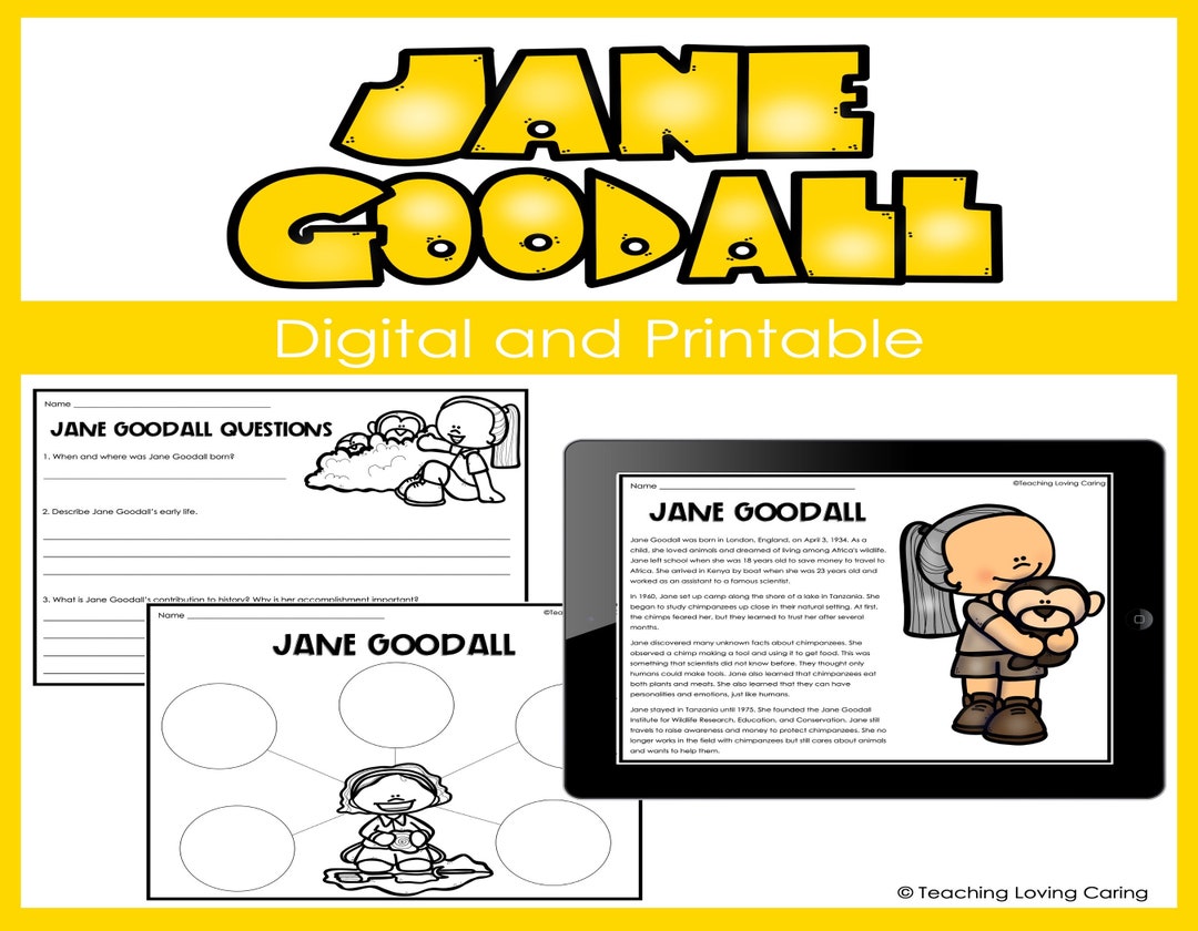 Jane Goodall Women's History Reading Comprehension - Etsy