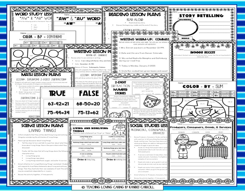 Second Grade Emergency Sub Plans - Winter - Etsy