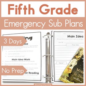 Fifth Grade Emergency Sub Plans: No-prep, Back to School - Etsy