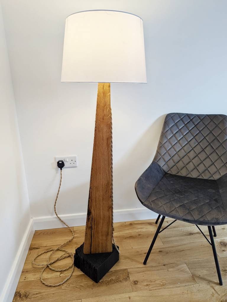 Rustic Oak Floor Stand Lamp Solid Oak Lamp Vintage Rustic - Etsy UK