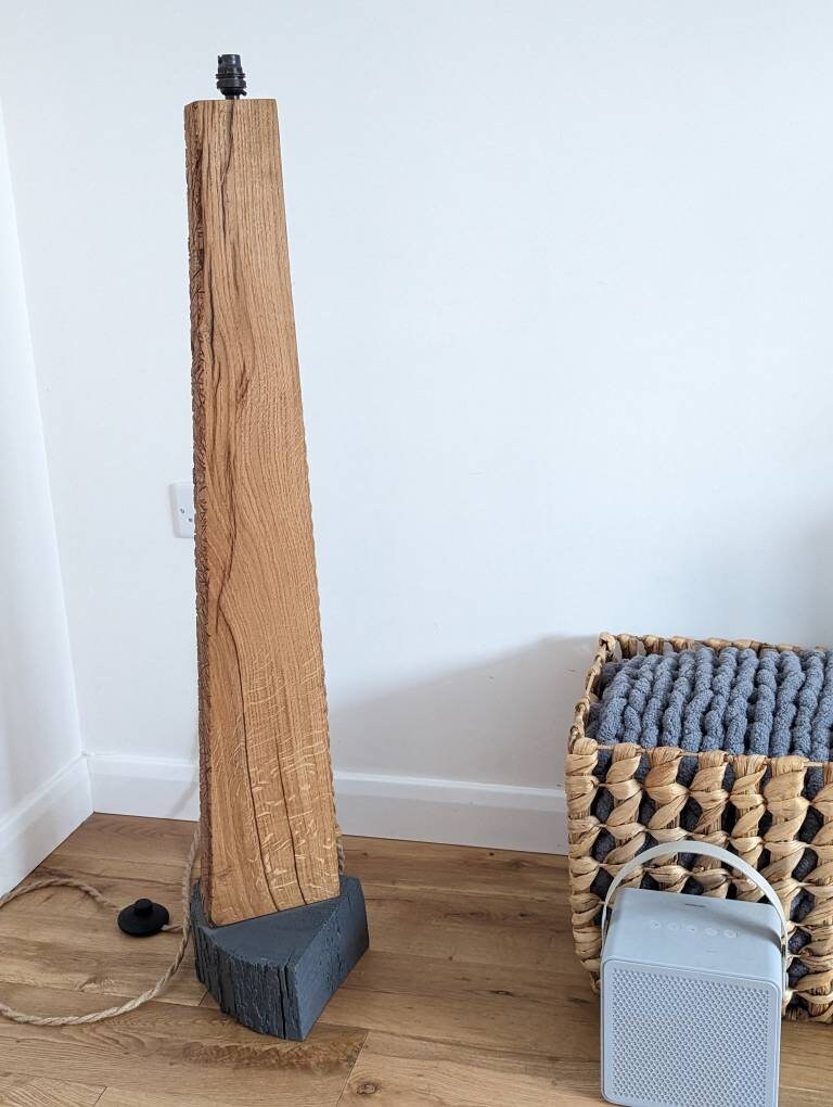 Floor Stand Lamp, Solid Oak Lamp, Gray Color Vintage Rustic Style SOLD ...