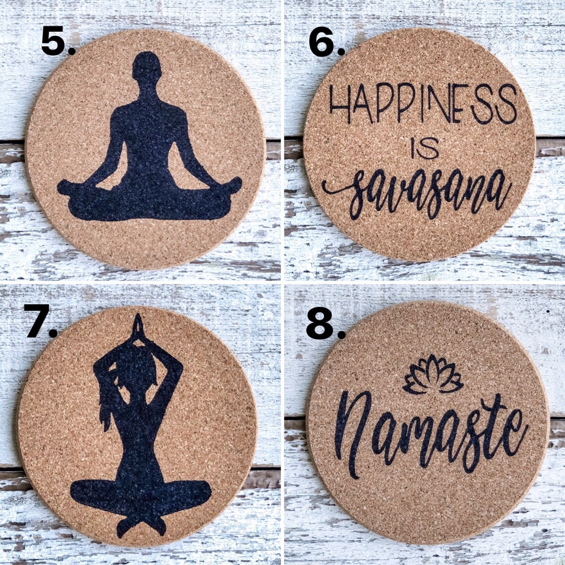 Yoga Coasters Yogi Coasters 4 Cork Coasters Yoga Lover | Etsy