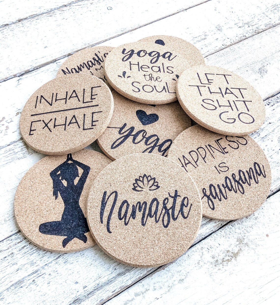Yoga Coasters Yogi Coasters 4 Cork Coasters Yoga Lover | Etsy