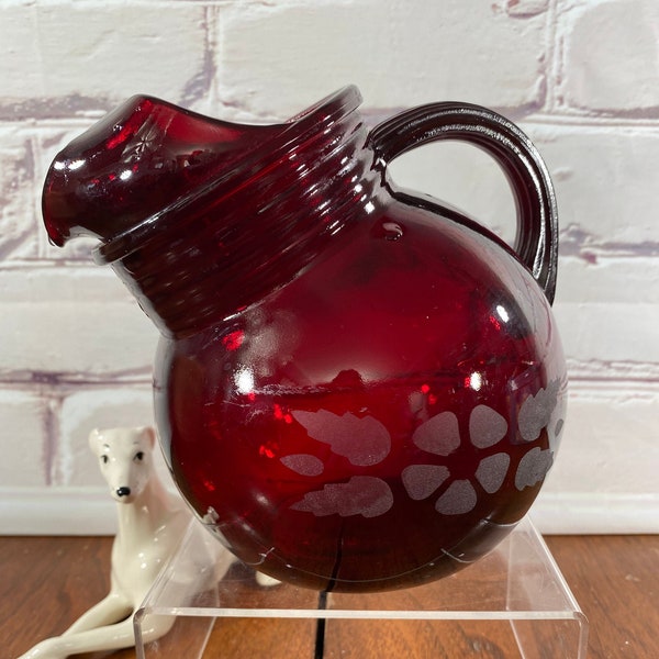 Royal Ruby Anchor Hocking Pitcher - Etsy