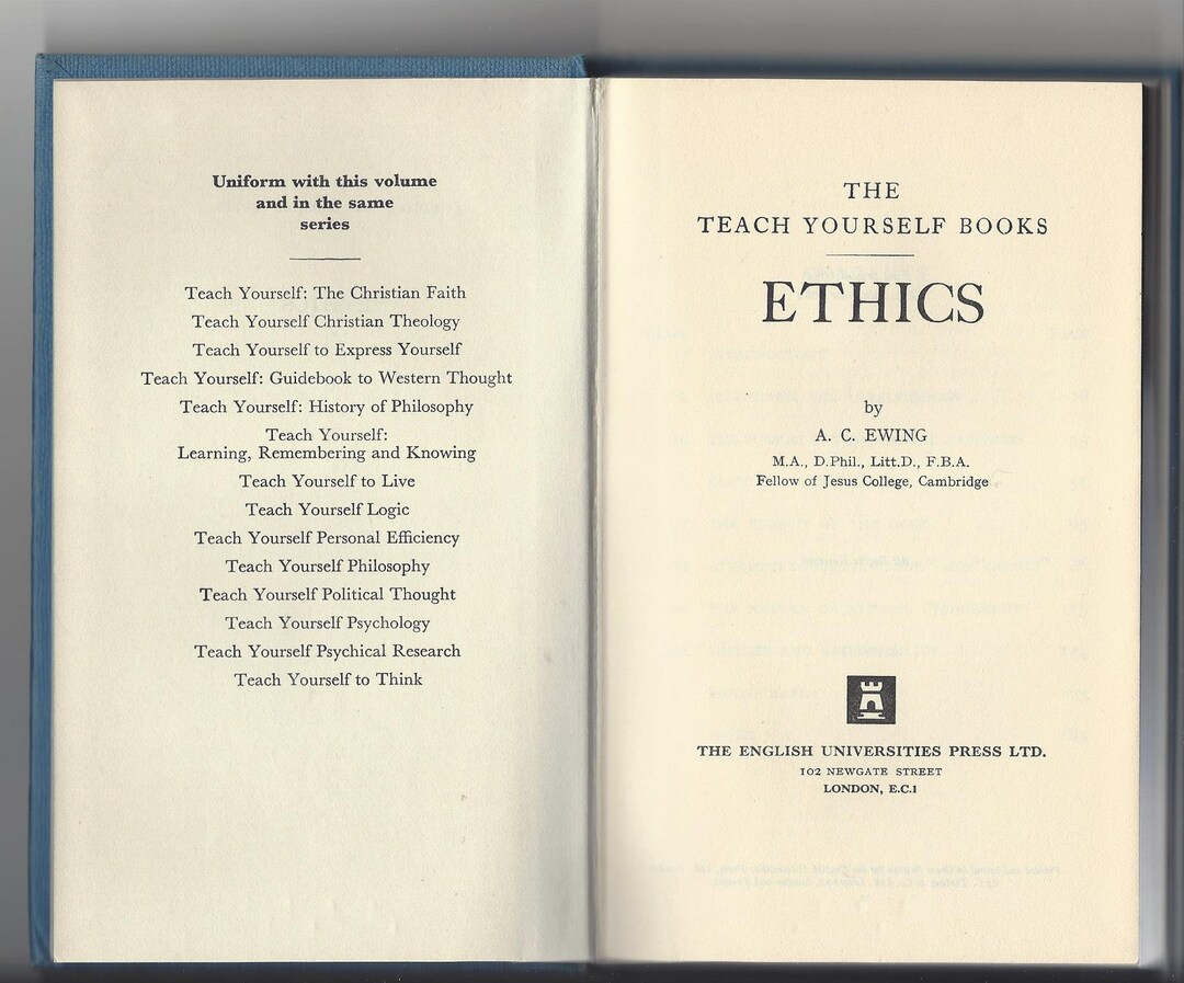 Vintage, ETHICS, by A EWING , English University Press UK,1964 - Etsy