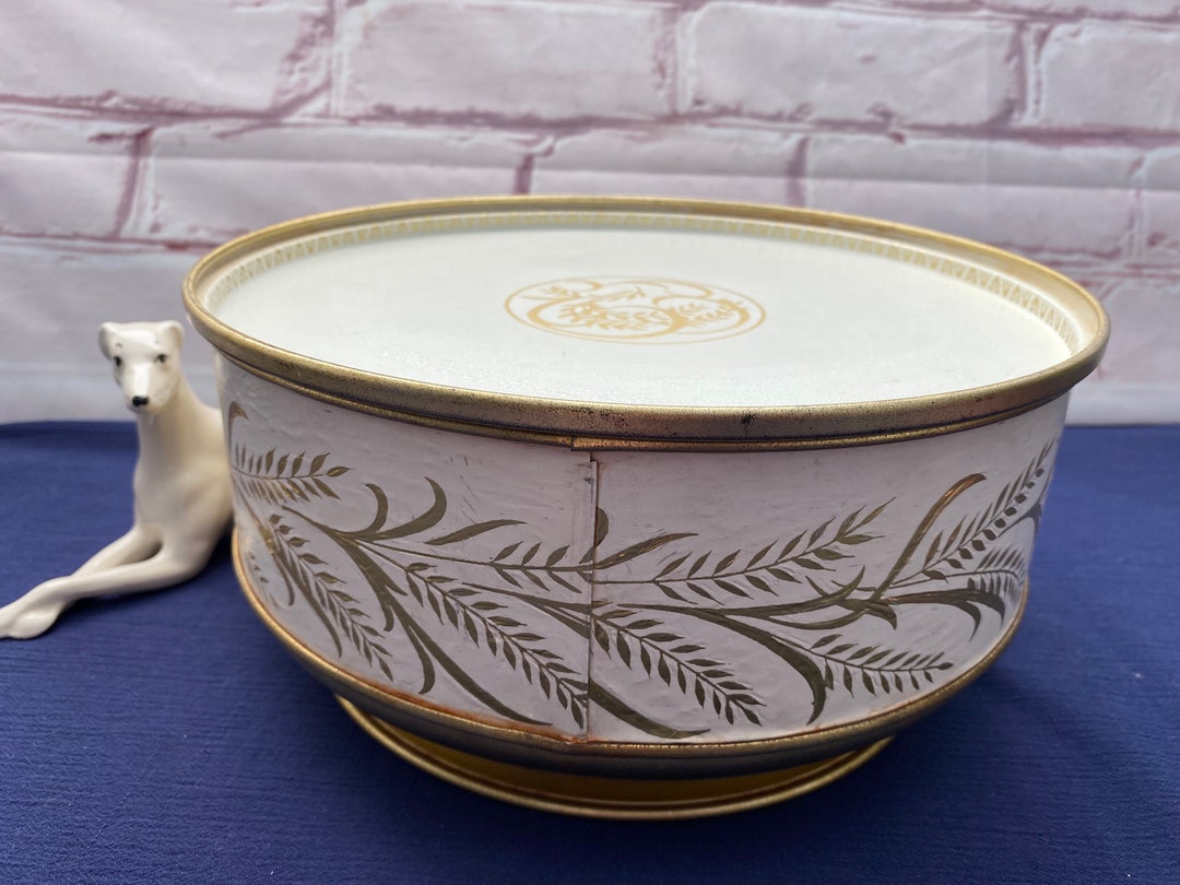 Vintage GUILDCRAFT CONTAINER, Metal, Ornate, Gold and White, Made in ...