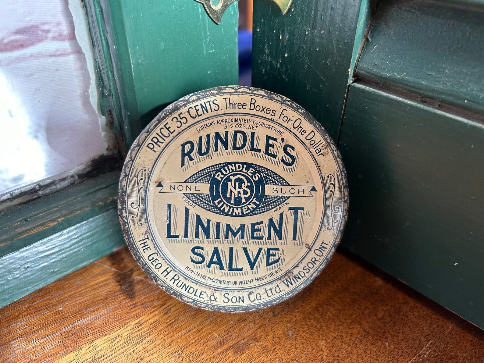 Vintage, RUNDLE'S LINIMENT SALVE, Advertising Tin, Windsor, On, 3.5 ...