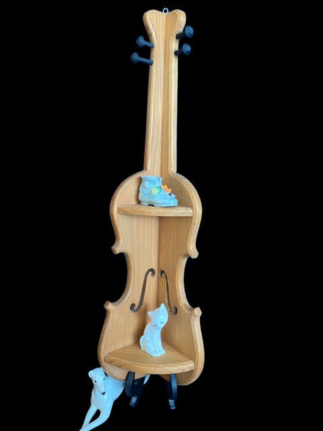 Vintage WOOD CORNER SHELF, Musical Decor, Cello Shape, Collectible ...