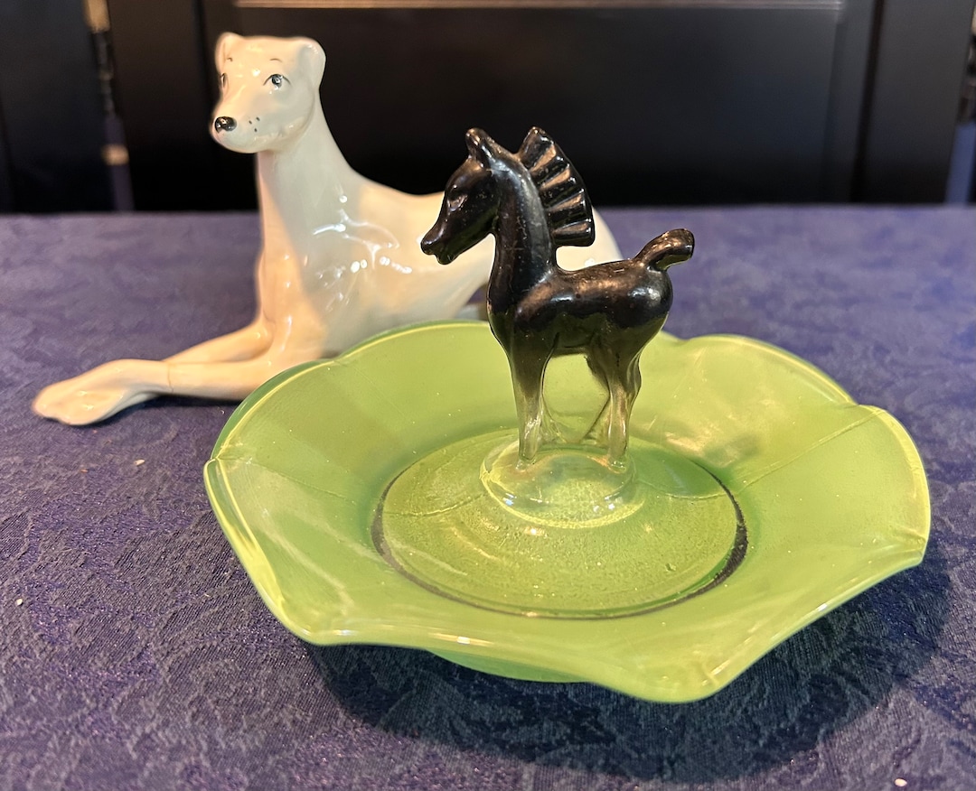 1930's Vintage GREEN KNOX GLASS Trinket Dish Ash Tray - Etsy