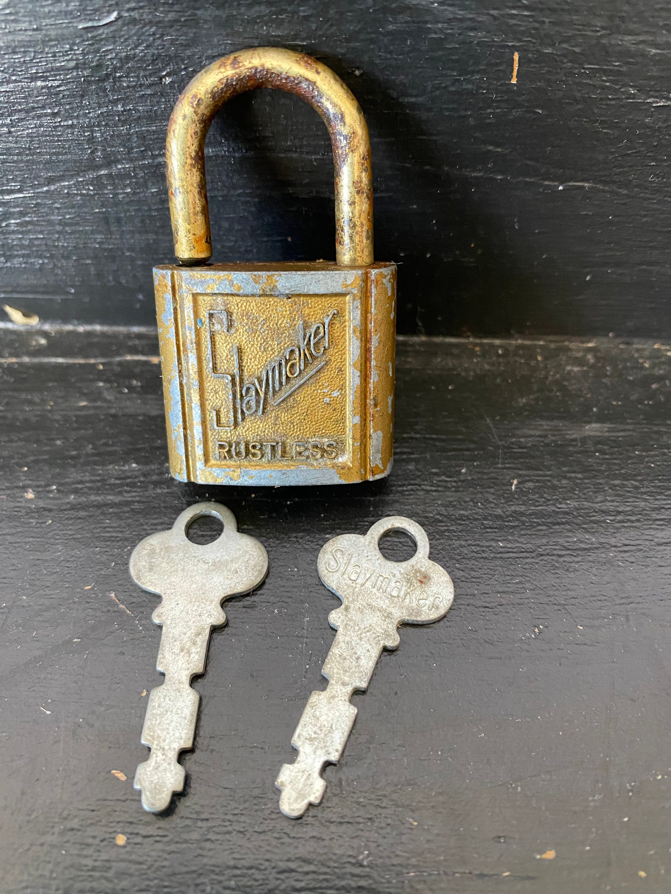 VINTAGE SLAYMAKER ART Deco Brass Padlock. with Key | Etsy