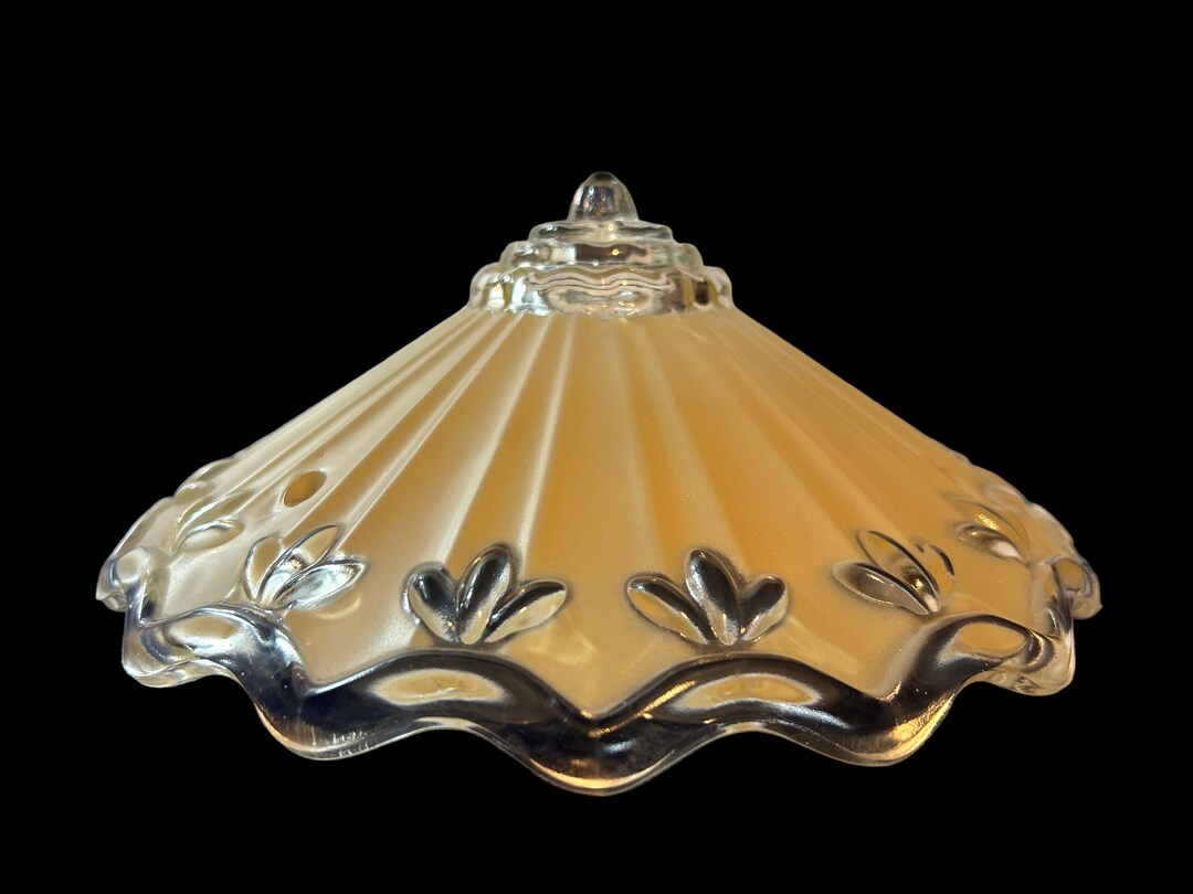 VINTAGE, Glass Ceiling Light Shade, PEACH/BLUSH and Clear Glass, 3 Hole ...