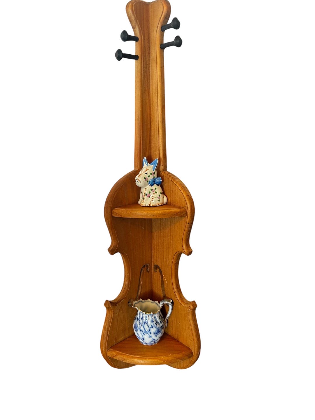 Vintage WOOD CORNER SHELF, Musical Decor, Cello Shape, Collectible ...