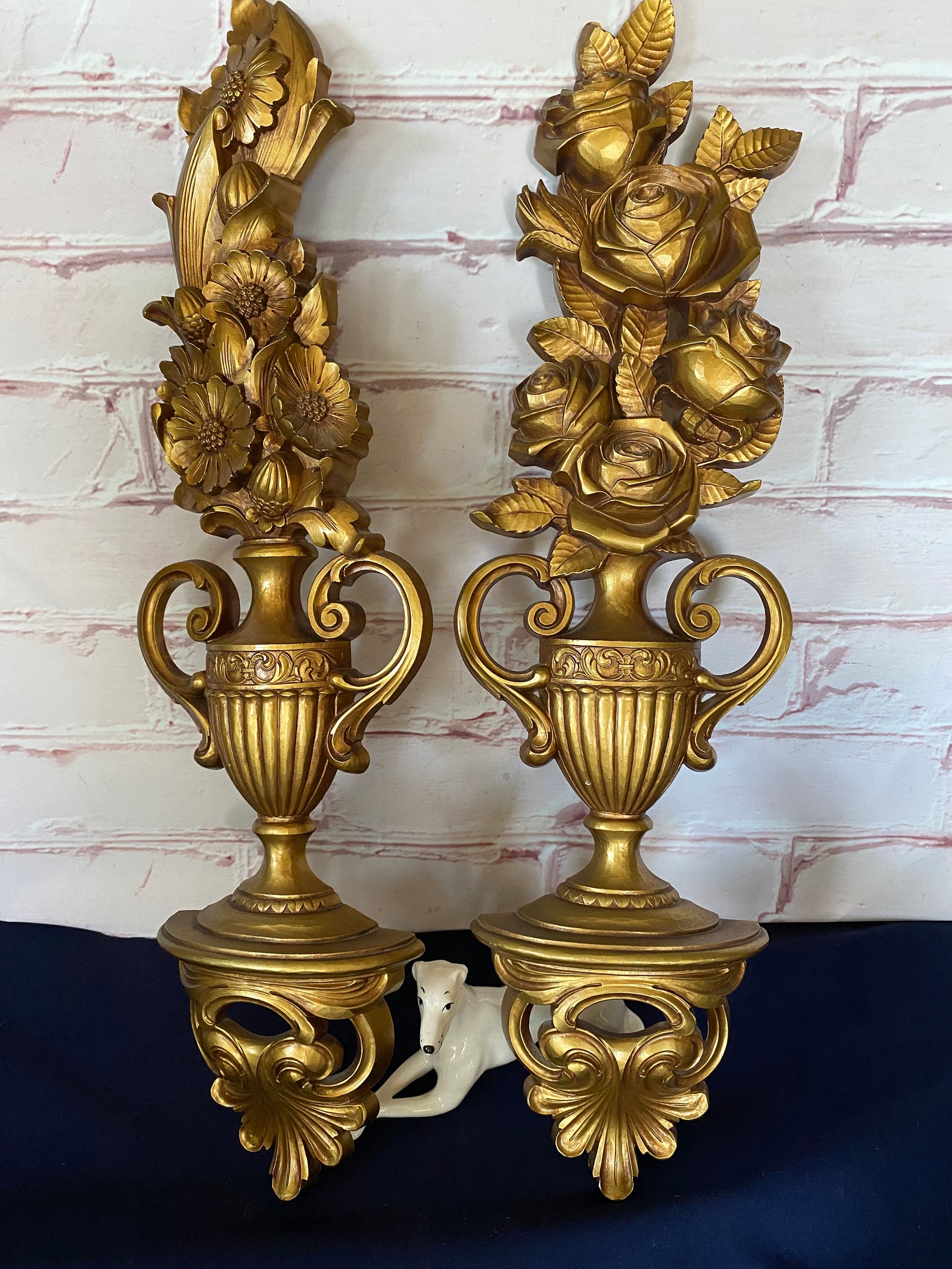 Mid Century Pair of Ornate Resin SYROCO WALL DECOR Hollywood - Etsy