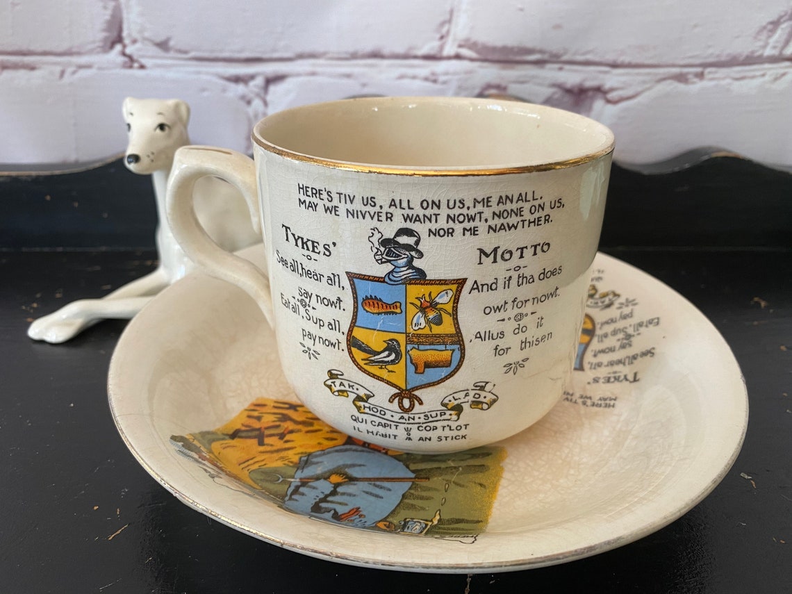 Vintage TYKES' MOTTO Mug and Saucer British Anchor | Etsy