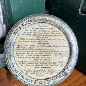 Vintage, RUNDLE'S LINIMENT SALVE, Advertising Tin, Windsor, On, 3.5 ...