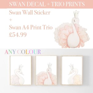 Swan Decals, Swan Nursery Prints, Swan Wall Decal, Swan Decal, Swan ...