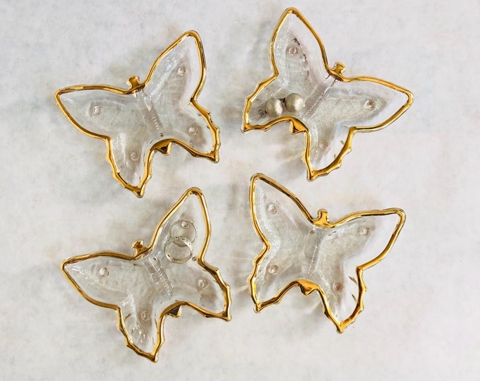 Vintage Glass Butterfly Trinket Dishes, Jeannette Glass Butterfly ...