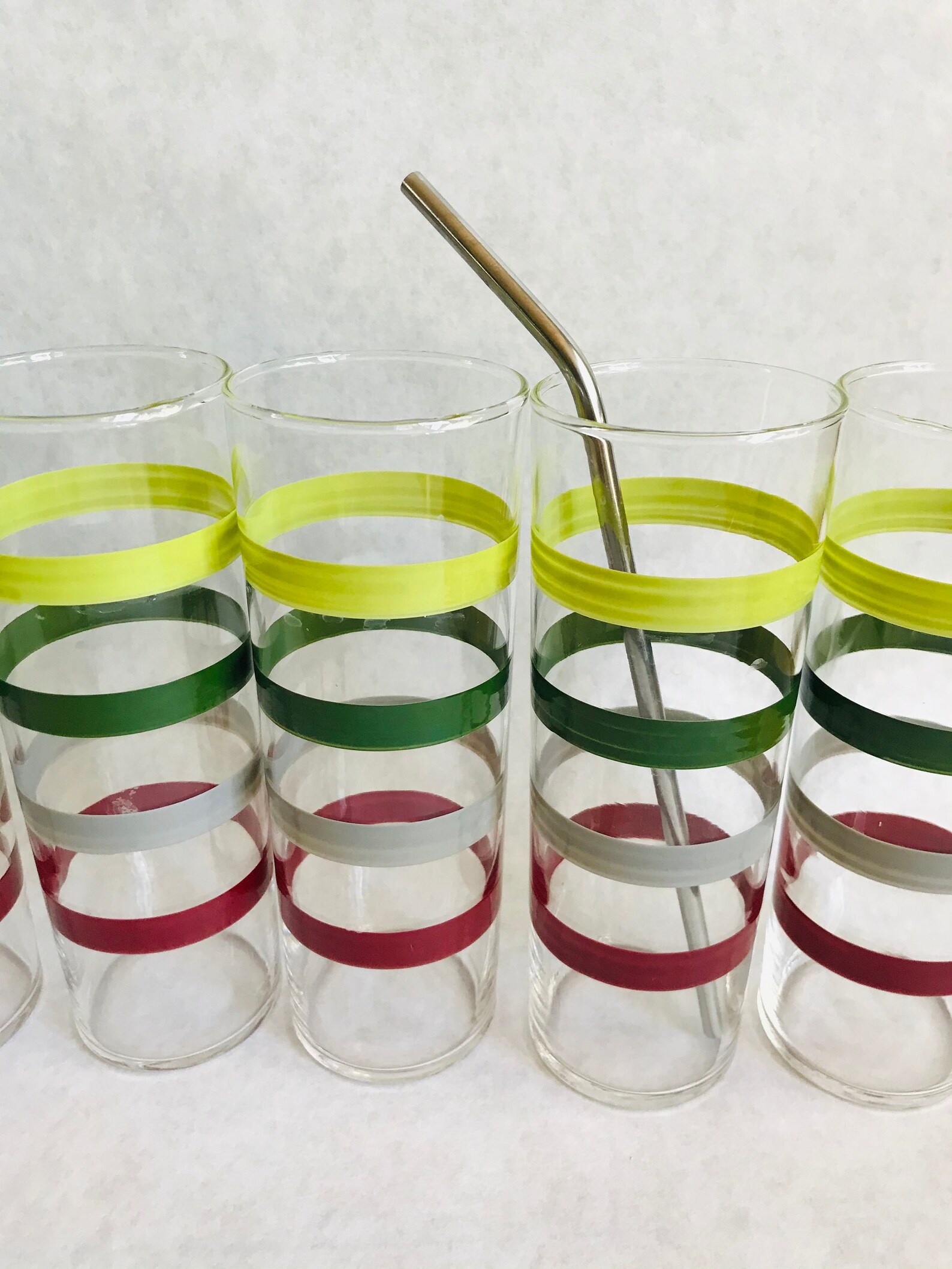 Federal Glass Striped Tumblers Striped Vintage Tumblers - Etsy