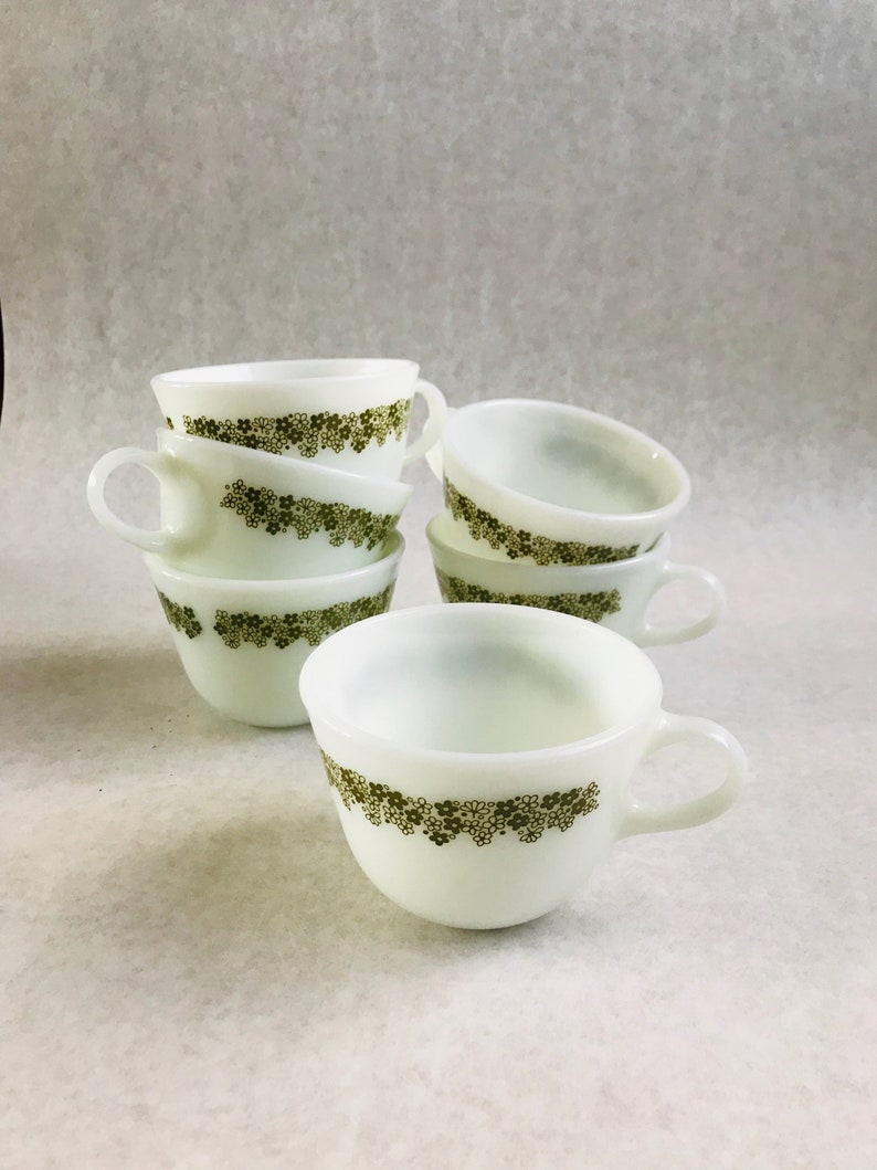 Vintage Pyrex Crazy Daisy Coffee Cups Tea Cups Milk Glass | Etsy