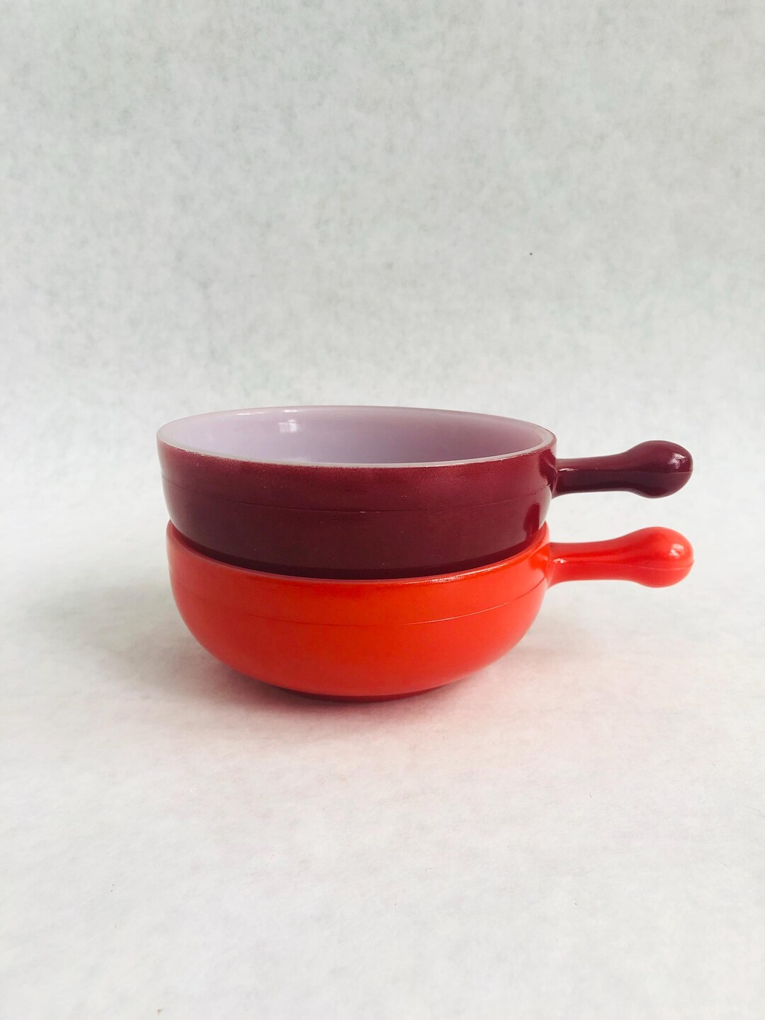 Vintage Glasbake Handled Bowls, Vintage Soup Bowls, Milkglass Bowls ...