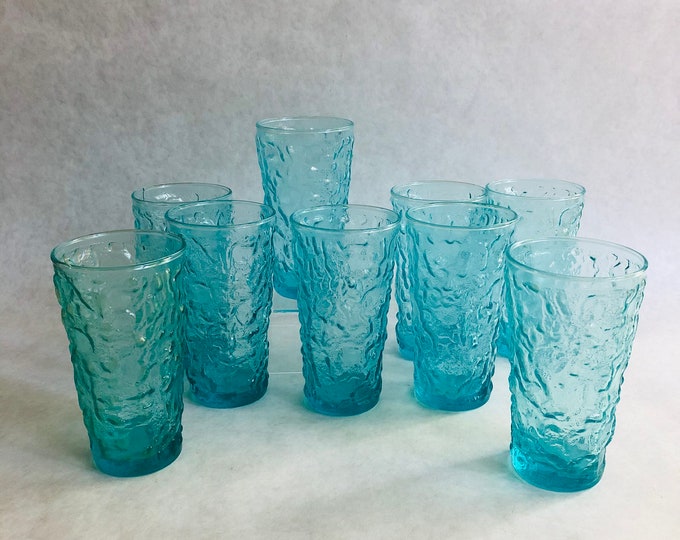 Vintage Aqua Anchor Hocking Lido Milano Tumblers, Midcentury Tumblers ...