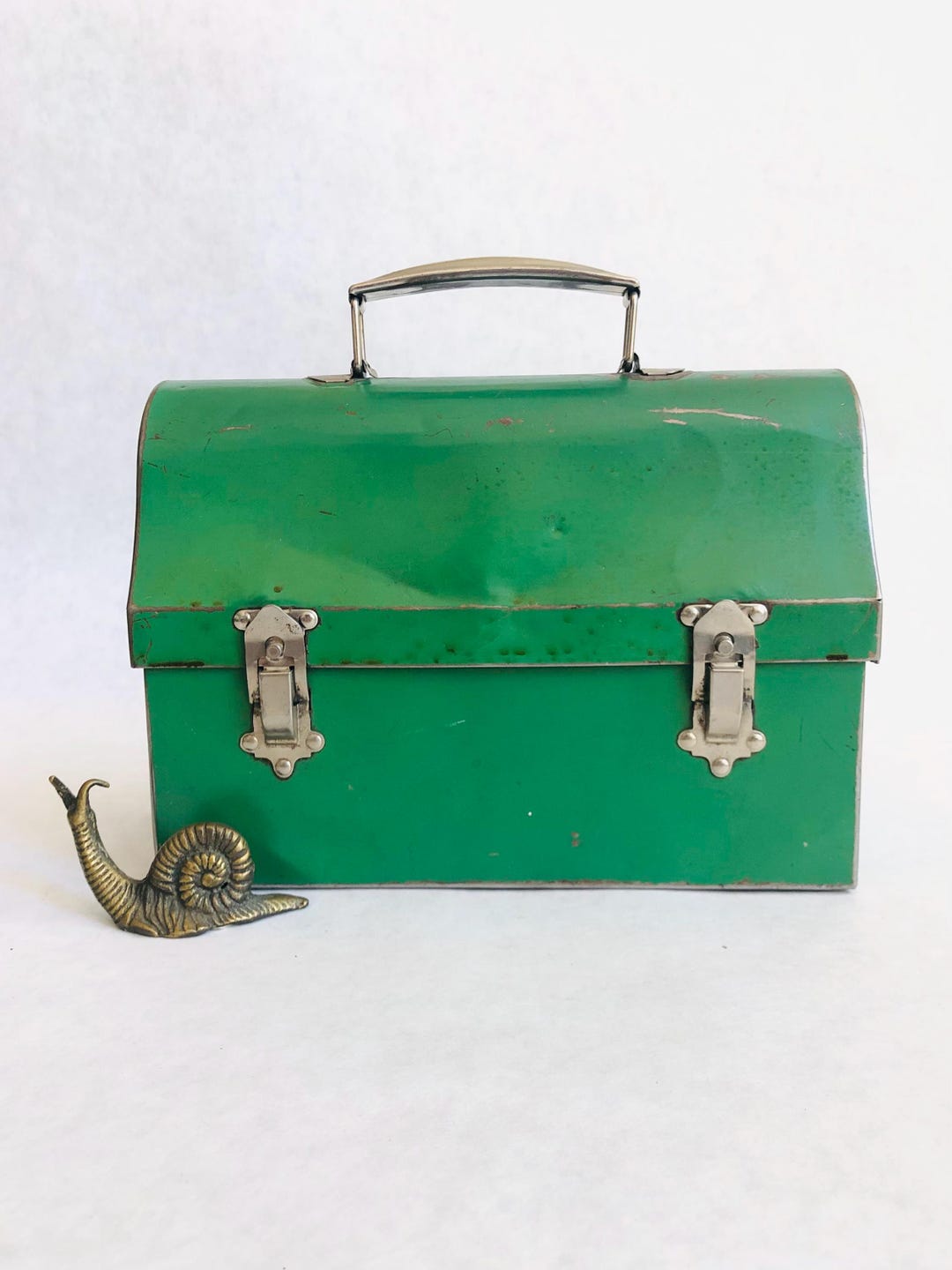 Vintage Green Metal Lunchbox, Green Dome Lunchbox, Bright Green ...