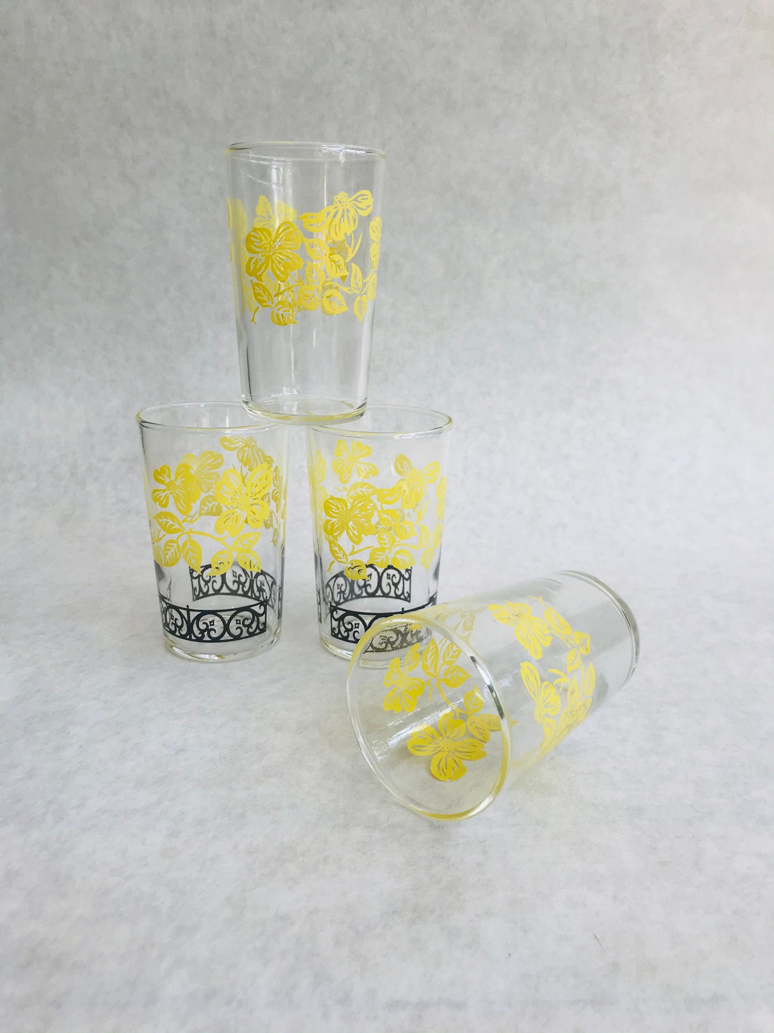 Vintage Fire King magnolia juice glasses yellow magnolia | Etsy