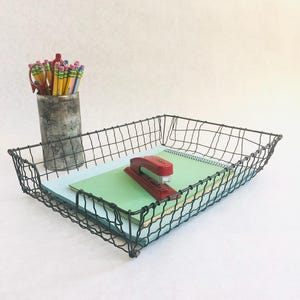 Vintage Wire Paper Tray, Vintage Crimped Wire Tray, Vintage Wire Letter ...