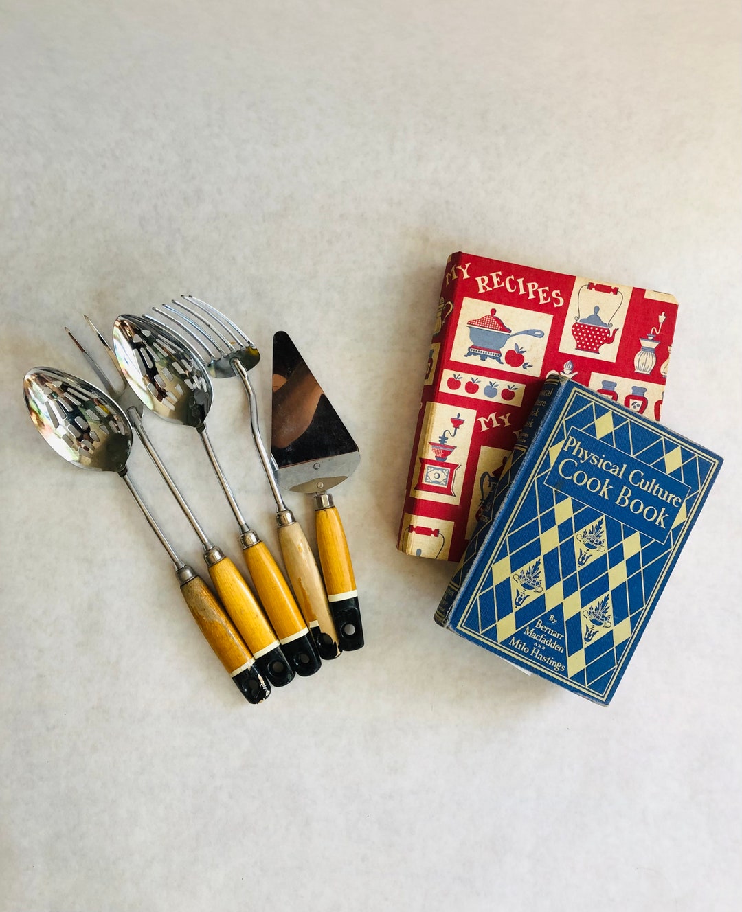 Vintage Ecko Cooking Utensil Set, Vintage Eckoline Wood-handled Cooking ...