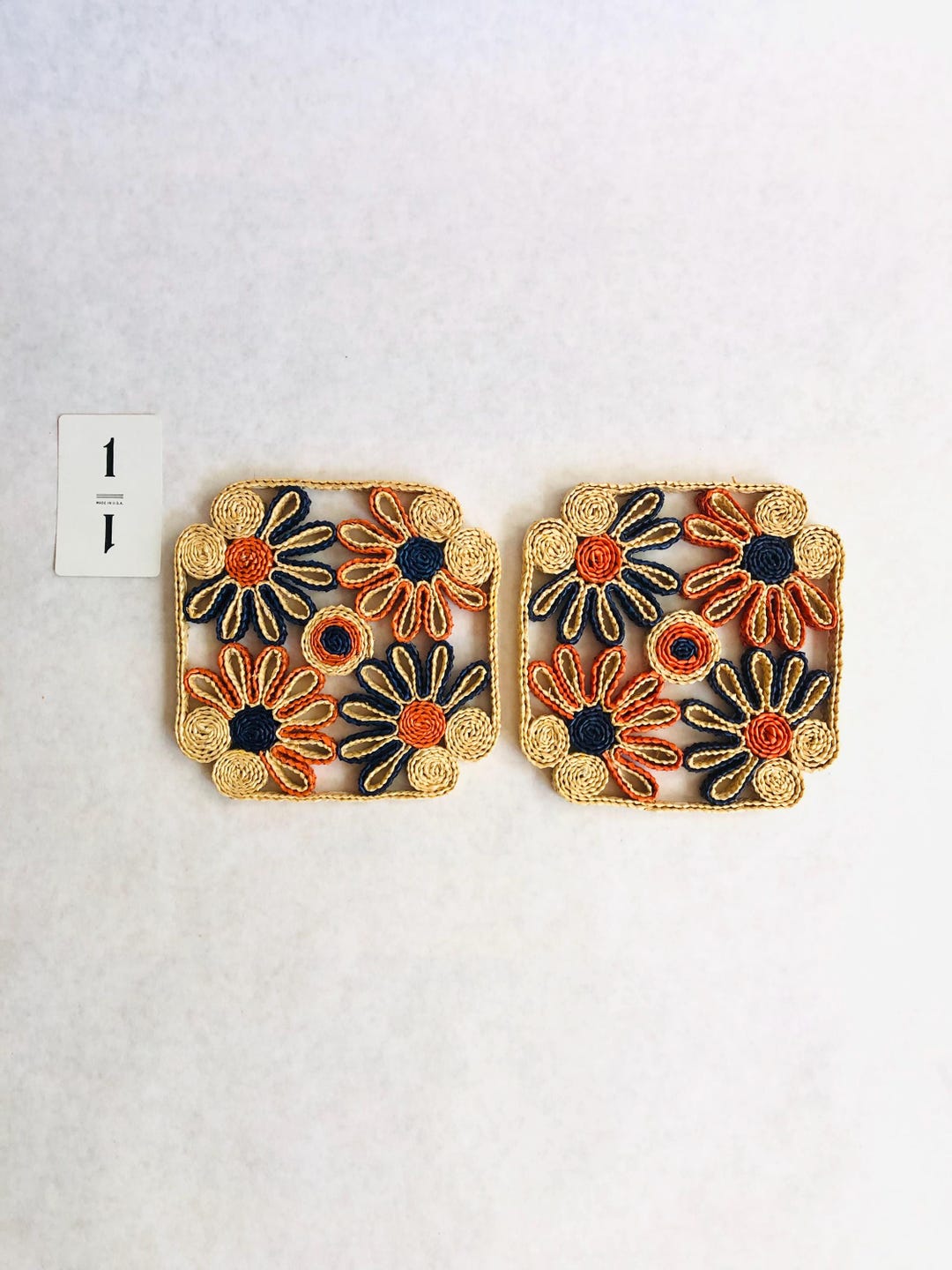 Vintage Raffia Trivet Pair, Vintage Pair Trivets, Vintage Kitchen, Boho ...