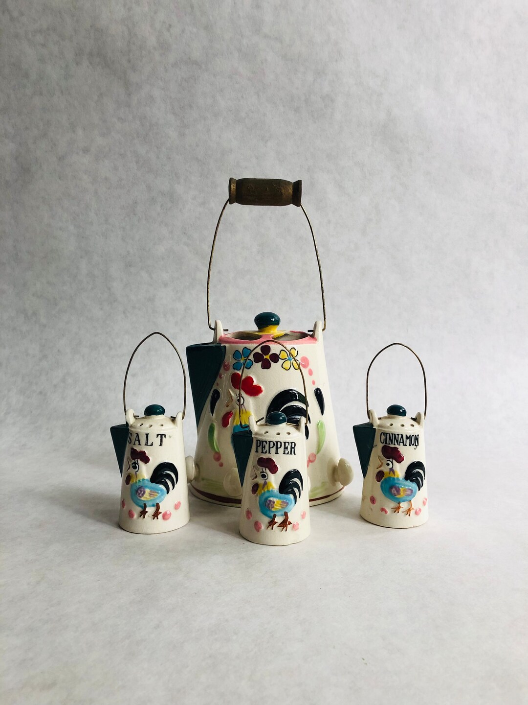 Vintage Rooster Wall Pocket Spice Rack, Vintage Rooster Wall Vase ...