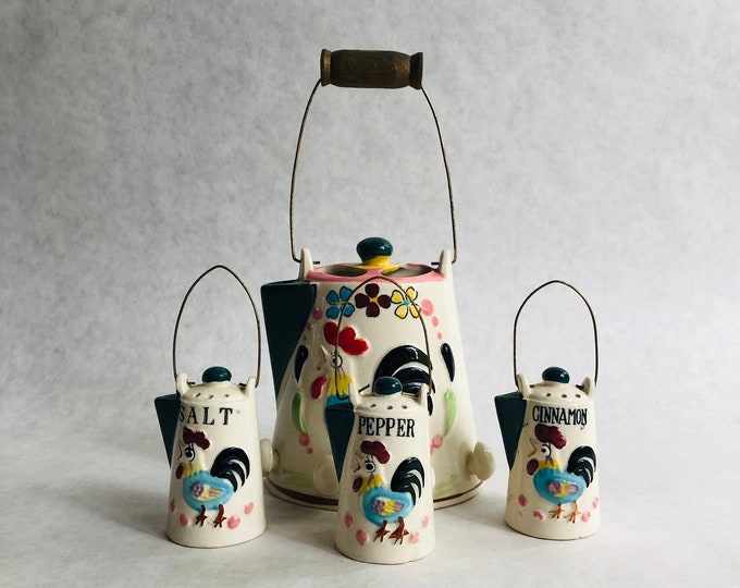 Vintage Rooster Wall Pocket Spice Rack, Vintage Rooster Wall Vase ...