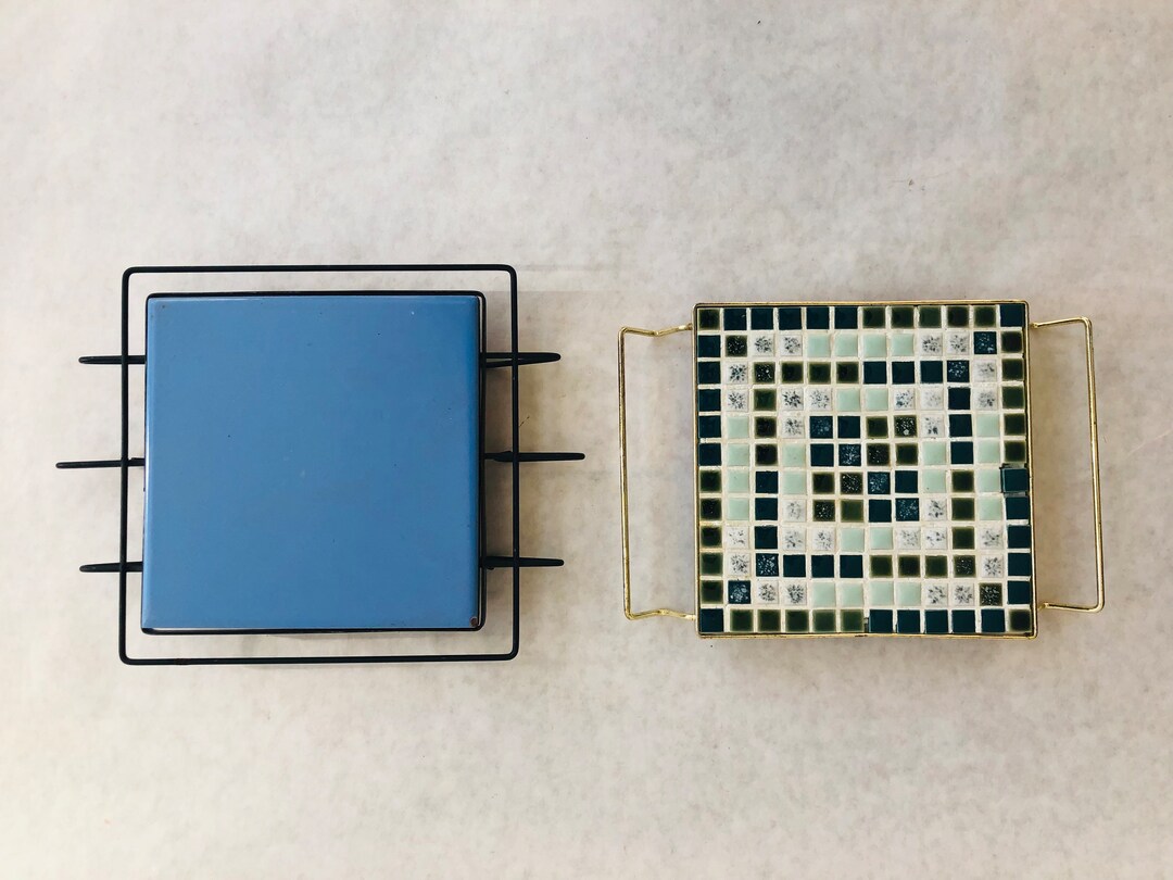 Vintage Trivet Pair, Vintage Tile Trivets, Vintage Midcentury Trivets ...