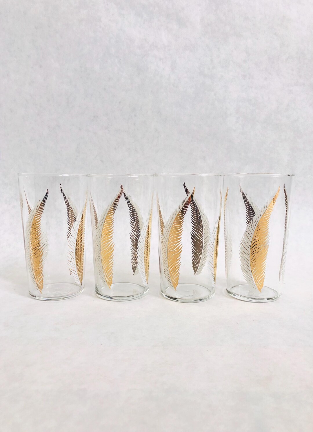 Midcentury Feather Drinking Glasses, MCM Feather Barware, Midcentury ...