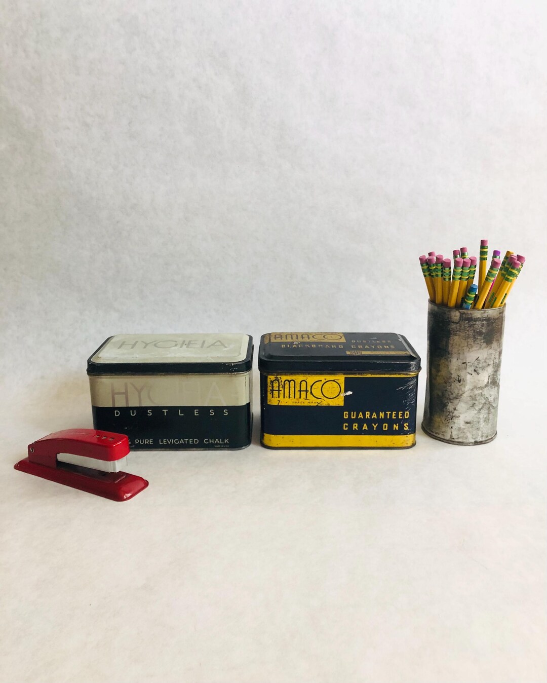 Rare Vintage Art Supply Tins, Hygieia Chalk Tin, Amaco Crayon Tin ...