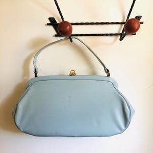 Vintage Midcentury Purse, Vintage Baby Blue Purse, MCM Blue Purse ...