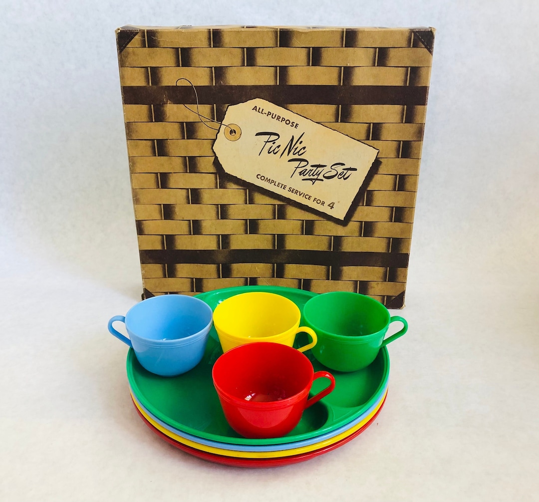 Vintage Picnic Dishes, Vintage Pic Nic Party Set in Original Box ...